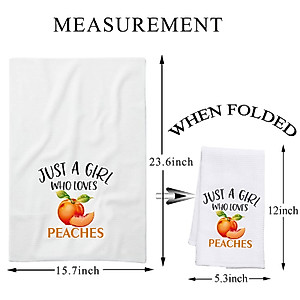 BDPWSS Peach Kitchen Towel Peach Lover Gift Just A Girl Who Love Peaches Dish Towel for Fruit Lover Gift Peach Kitchen Decor (Girl Love Peaches TW)