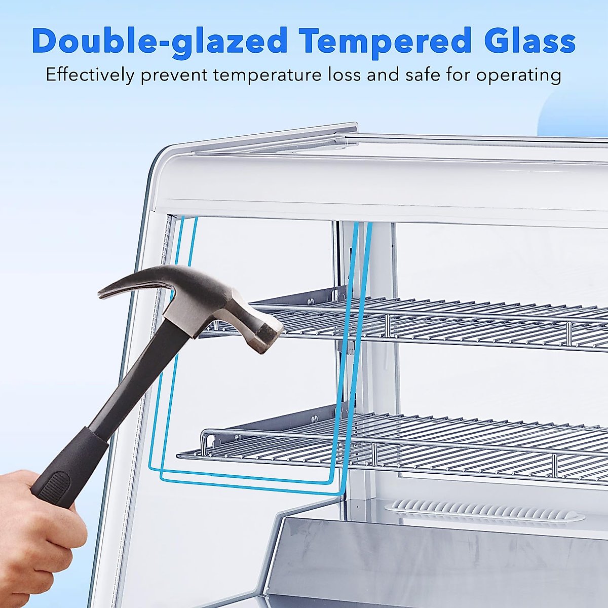 Garvee Refrigerated Display Case 6.5 Cu.Ft. Countertop Pastry Display Case Commercial Display Refrigerator w/LED display Air-cooling Automatic Defrost Rear Sliding Door
