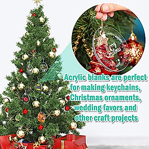 Audab Acrylic Keychain Blanks, 30PCS Bulk Acrylic Circles Clear Disc Ornaments Blanks with Hole for Vinyl, DIY Keychain and Craft Project (3 Inch, 30 Pcs)