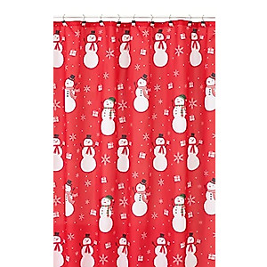 Indecor Home 17-Piece Snowman Christmas Holiday Bathroom Decoration Accessory Set | Bath Rug/Mat | Resin Soap/Lotion Pump Dispenser | Shower Curtain | 12 Resin Hooks | 2 Hand Towels | Gift Box Set