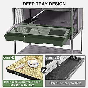 MEDEHOO Guinea Pig Cage, Moveable Metal Frame Hamster Cage Anti-Chewing with Aluminium Alloy Edge, Hideouts, Ramps, Seesaws Chewing Toy, Deeper Pull-Out Leakproof Tray for Indoor Outdoor