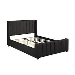 Christopher Knight Home Riley Fully-Upholstered Bed Frame-Queen-Size-Traditional-Black