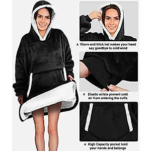 Wearable Blanket Super Warm and Cozy Fleece Sweatshirt Giant Blanket Hoodie for Women and Men, Large Front Pocket
