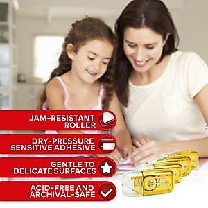 Mini Japan Dots Adhesive Roller .20-Inx197-In (985” Total) 8-Pack, Yellow Scrapbook Adhesive Tape Glue Roller Runner, Photo Tape- Scrapbooking-XFasten