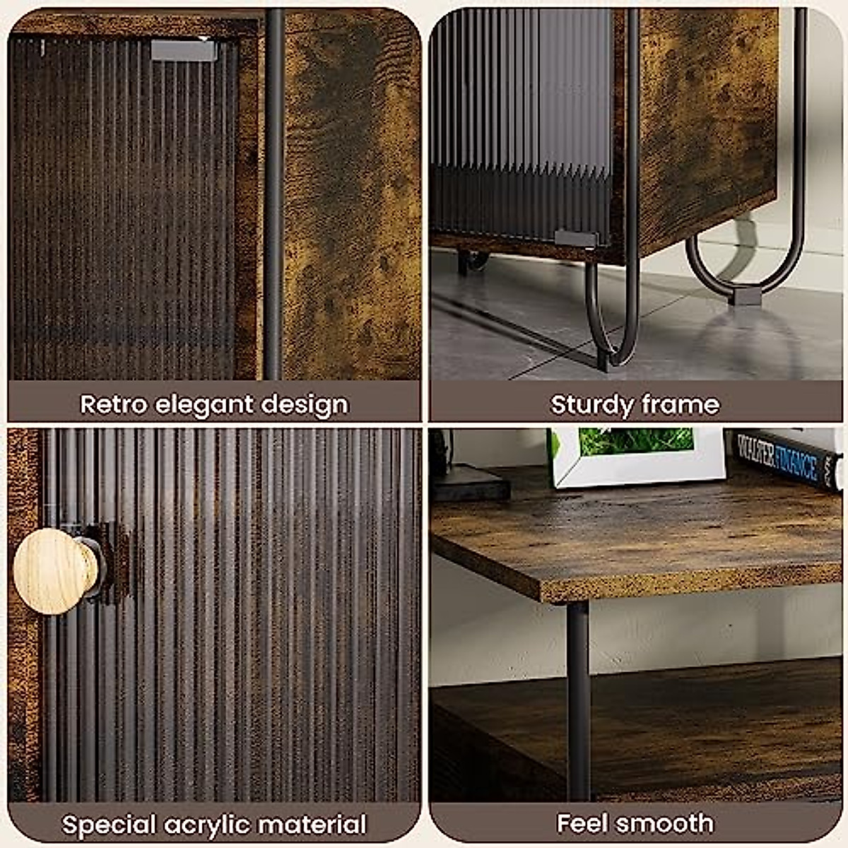 LiebeRen End Table,Large End Table,Nightstand,Side Table, Side Tables Bedroom,Mid Century Modern Nightstand,Vintage Style.