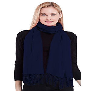 CJ Apparel Navy Blue Dark Blue 100% Cashmere Shawl Pashmina Scarf Wrap Stole Head Wrap Hand Made in Nepal NEW