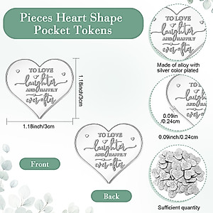 Tandefio 50 Sets Wedding Favors for Guests Bulk Heart Shaped Tokens Thank You Cards with Organza Gift Bags Party Souvenirs for Wedding Bridal Shower Love Laughter and Happily Ever After Tokens