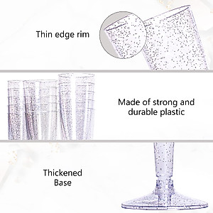 PlasticStrong Stemmed Champagne Flutes Shatterproof, Unbreakable, Reusable Plastic Champagne Flute for any occasion Set of 30 Silver Glitter wine glasses
