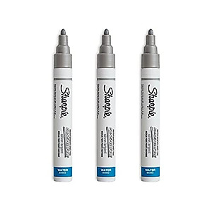 SHARPIE Water Based Poster Paint Marker, Medium Point, Metallic Silver, 3 Pack