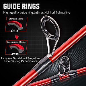 One Bass Fishing Rods,IM7 Graphite Spinning Rod & Casting Rod, 2 Pc Strong Quality Baitcasting Rod with Super Polymer Handle- 6' Casting -Red