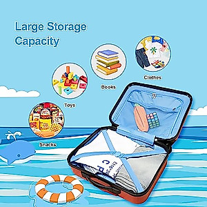 GinzaTravel 3D Little Whale Cute Children's Luggage Sit and Ride Trolley Case 18-inch Universal Wheel Travel Case for Boys and Girls
