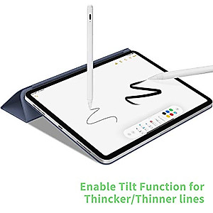 2022 iPad 8th/9th/10th Generation 10.2" Stylus Pencil with Tilt and Palm Rejection,Type-C Recharge and 1.5mm Fine Point Pen Compatible with Apple iPad,White