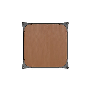 BizChair Commercial Grade Indoor-Outdoor Bar Height Stool - Black Metal Frame - Teak Poly Resin Seat - 30" High - Backless