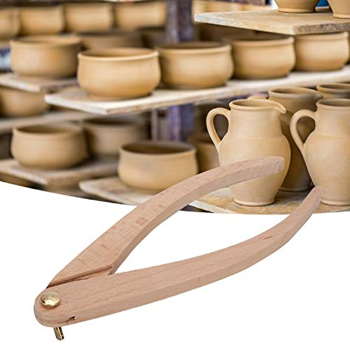 1pcs Caliper Wooden Ruler Positioning Distance Measuring Tool Pottery Tools for Ceramic Measurement(8 inches)