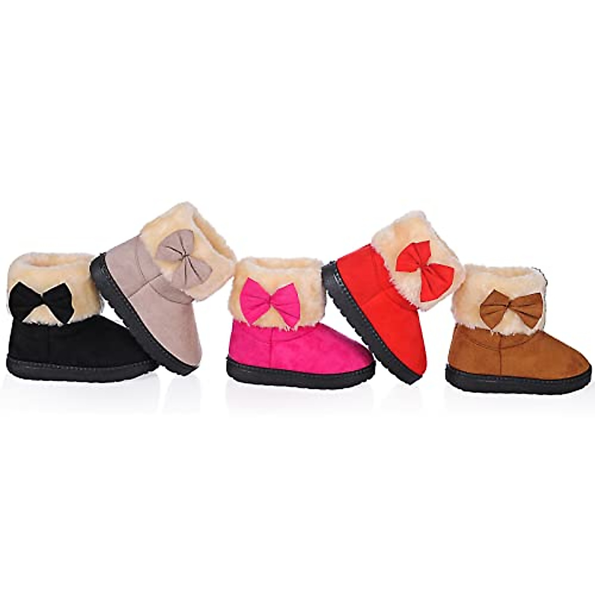 DADAWEN Baby's Girl's Toddler Fashion Cute Bowknot Fur Lining Princess Warm Snow Boots Brown US Size 11 M Little Kid