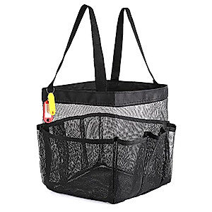 Lusofie Mesh Shower Bag，Portable Large Shower Caddy Basket with 8-Pocket Mesh Shower Caddy Tote for Beach, Swimming, Gym