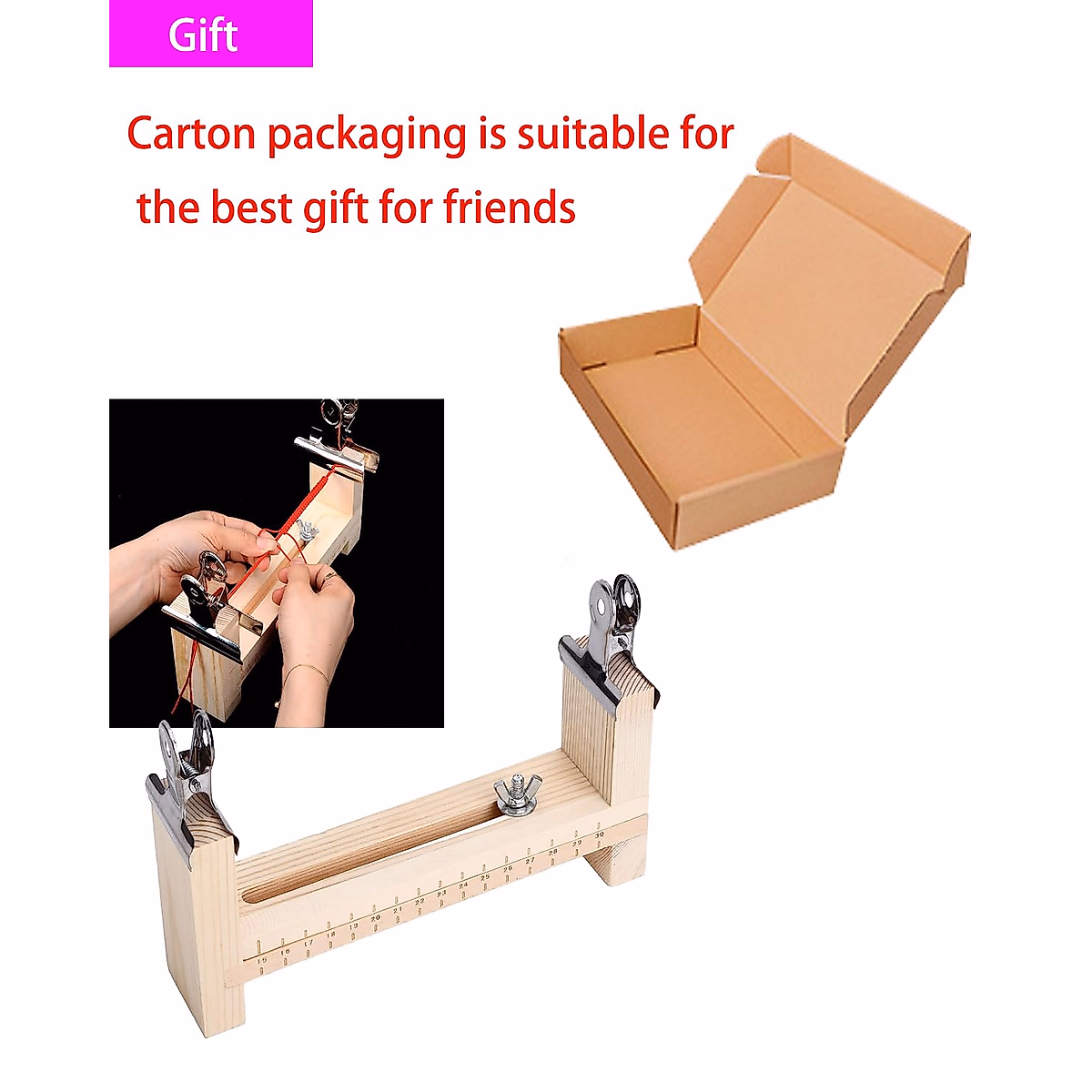 WenTigDY Wood Bracelet Jig, Adjustable Length Paracord Jig，DIY Hand Knitting Wristband Jig,Bracelet Maker Wooden Frame,for Bracelets Necklaces Car Hangings