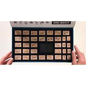 The Purple Cow - Stamper - Dino Maker Stamp Kit for Kids. Paint Stamper for Arts and Crafts. Develop Creativity with 35 Stamps and an Ink pad, for Girls and Boys Ages 6 to 16.