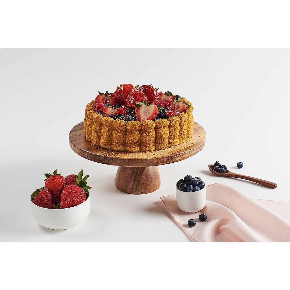 2 in 1 Cake Stand and Cheese Charcuterie Board, Cupcake Stand for Afternoon Tea, Dessert Table Display Made of Wood, Ecologic Cupcake Holder, Beautiful Wedding Cake Stand, 10 inch Diameter
