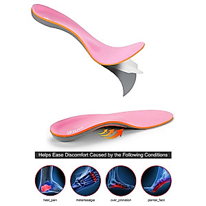 iFitna High Arch Support Orthotic Shoe Inserts for Women Full Length Pink Relief Flat Feet,Plantar Fasciitis Max Cushion Insoles
