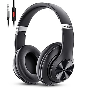 9S Bluetooth Headphones Over-Ear,CVC 6.0 Noise Cancelling Mic Wireless Headphones,60 Hrs Playtime Hi-Fi Stereo Deep Bass Foldable Headphones for Online Class, Home Office, PC, Cell Phones (Black)