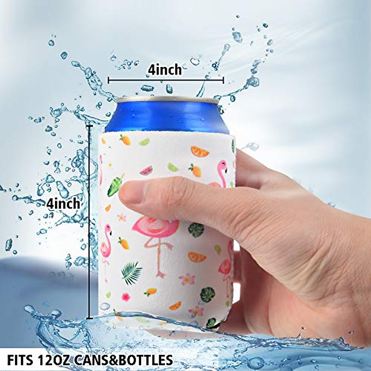 Can Cooler Sleeves - Set of 4 Neoprene Can Sleeves Soda Beer Caddies Collapsible Reusable Thermocoolers for Weddings Bridal Shower Birthday Bachelorette Parties