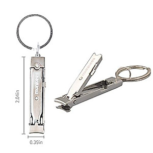 Munkees Ultra-Thin Nail Clippers Keychain, Mini Foldable Nail Cutter with Key Ring, Small Portable Stainless Steel Pocket Manicure Set for Travel, Camping, & Outdoors