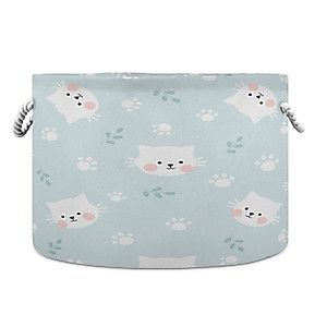 Kigai Cotton Rope Basket Cute Cat Paw Large Storage Basket for Toys Blanket Baby Laundry Basket for Nursery, Closet, Bedroom, Home Organization