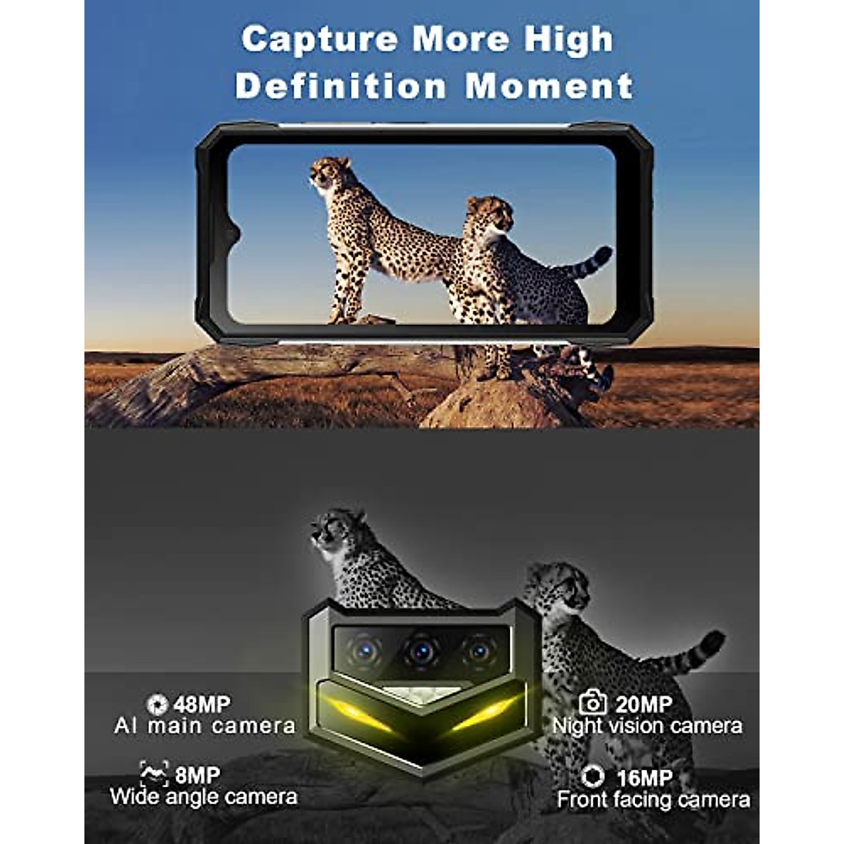 DOOGEE S89 PRO Rugged Smartphone(2022), 12000mAh Massive Battery Android 12 Rugged Phone Unlocked, 65W Fast Charging, 8GB+256GB IP68 Waterproof Cellphone, Night Vision, Breathing Light, NFC, Dual 4G