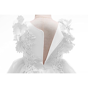 Weileenice Easter White Flower Girl Lace Embroidery Dress 2 3 Kids Baptism Birthday Church Wedding Party Pageant Princess Ball Gown Christmas Little Girls Formal Prom Tutu Tulle Dresses New Year
