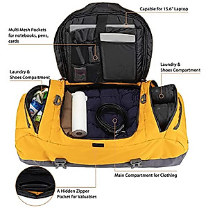 Ubon Travel Duffel Bag Carry on Bags for Airplane 55L for luggage Travel (Yellow,55L)
