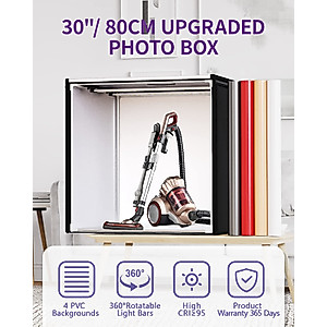 Photo Box, SAMTIAN Photo Light Box 32x32x32 Inches 126 LED Light Photo Studio Shooting Tent Tabletop Photography Lighting Kit with 4 Background Paper (Black,White, Red and Orange) for Photography