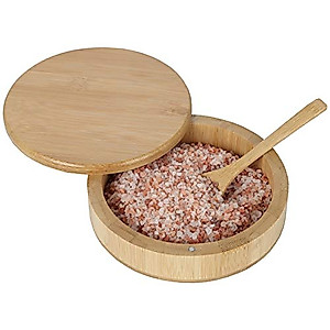 Lily's Home Barkeeper's Salt Box, Bamboo Spice Storage Box with Magnetic Lock and a Bamboo Spoon. Margarita Rim Salting Dish