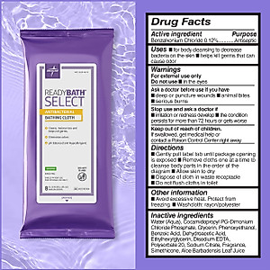 Medline ReadyBath Select Antibacterial Thick Adult Bath Wipes, 240 Wipes (8 Wipes, 30 Packs), Scented, No Rinse Formula with Aloe, Sensitive Skin, Hypoallergenic, Alcohol-Free, 8 x 8 Inch