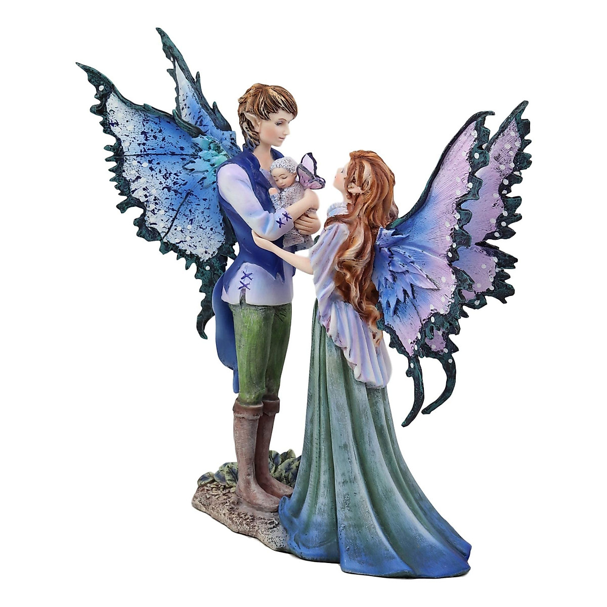 Ebros Amy Brown Family Love Fairy Mother Father and Baby Child Statue 9.5" Tall Fantasy Mythical Faery Garden Magic Collectible Figurine Fairies Pixies Nymphs Decor
