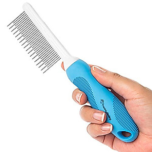 Dog & Cat Combs For Grooming Long Haired Cats & Dogs - Top Pet Detangler Brush For Long & Curly Hair - Comb Removes & Prevents Matted Fur - Perfect For Goldendoodle, Poodle Mixes, and Cat Undercoat