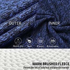 Fleece Lined Shirt for Women Long Sleeve Running Shirts with Thumb Holes（Navy-Grey,Medium