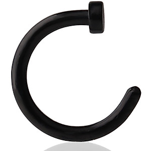 Ruifan 10pcs Stainless Steel Body Jewelry Piercing Earrings Nose Hoop Ring Unisex 20 Gauge 1/4"(6mm)