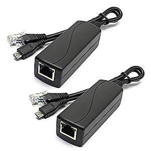 ANVISION 2-Pack Active 5V 2.4A PoE Splitter Adapter IEEE 802.3af Compliant Micro USB 48V to 5V/2.4A for Tablets, Dropcam or Raspberry Pi, IPC, IP Camera and More