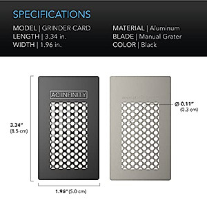 AC Infinity Grinder Card, Black Aluminum Milling Tool with Manual Grater Surface for Pepper, Spices, and Tea