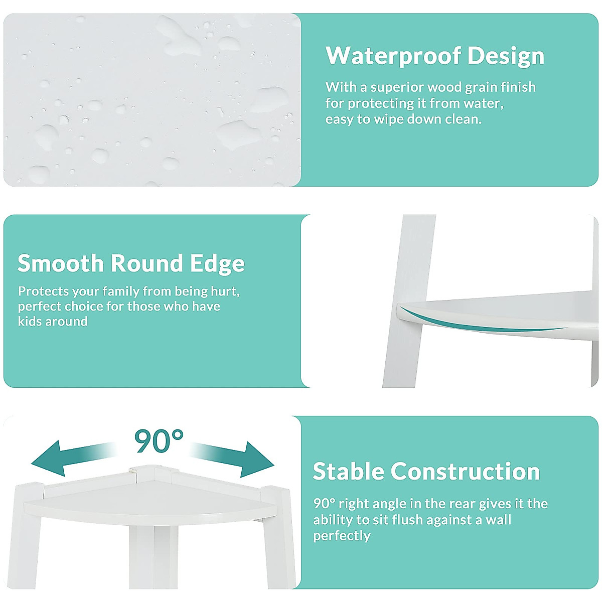 MEETWARM 5 Tier Corner Bookshelf Corner Ladder Shelf Small Bookcase Display Storage Organizer Stand Rack for Living Room Home Office and Kitchen (Coffee)