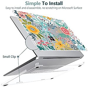 TWOLSKOO Case for 13.5" Microsoft Surface Laptop 5/4/3 with Metal Palm Rest Model 1951/1868, Plastic Hard Shell Case with Screen Protector + Keyboard Cover + Dust Plug, Abstract Flower
