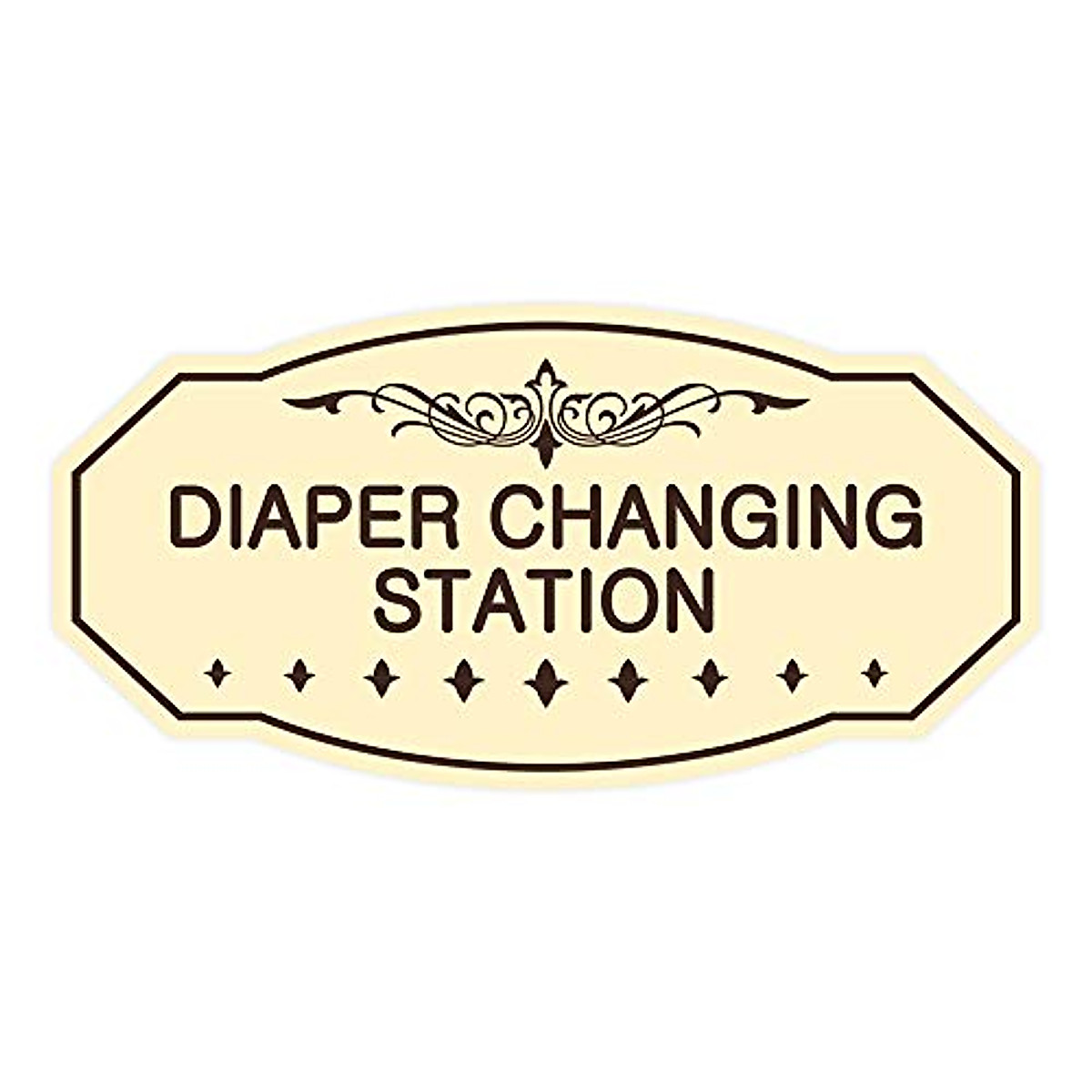 Signs ByLITA Victorian Diaper Changing Station Sign(Ivory/Dark Brown) - Small