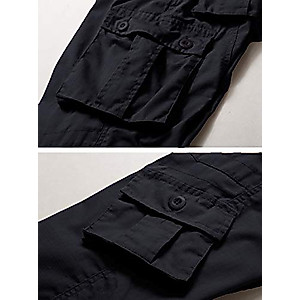 AKARMY Men's Ripstop Wild Cargo Pants, Relaxed Fit Hiking Pants, Army Camo Combat Casual Work Pants with 8 Pockets(No Belt) 3355 Black 38