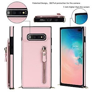 Protective Case Compatible with Galaxy S9 Plus - Adjustable Crossbody Lanyard + Zipper Cash Pocket Wallet Leather Case Card Slot Kickstand Metal Close Cover for Samsung Galaxy S9 Plus [SK] -Pink