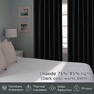 Frelement Grommet Top Curtains Extra Long Soft Velvet Curtains for Tall Windows Thermal Insulated Curtains for Bedroom Backdrop Curtains, 42" W x 78" L, 1 Panel, Black