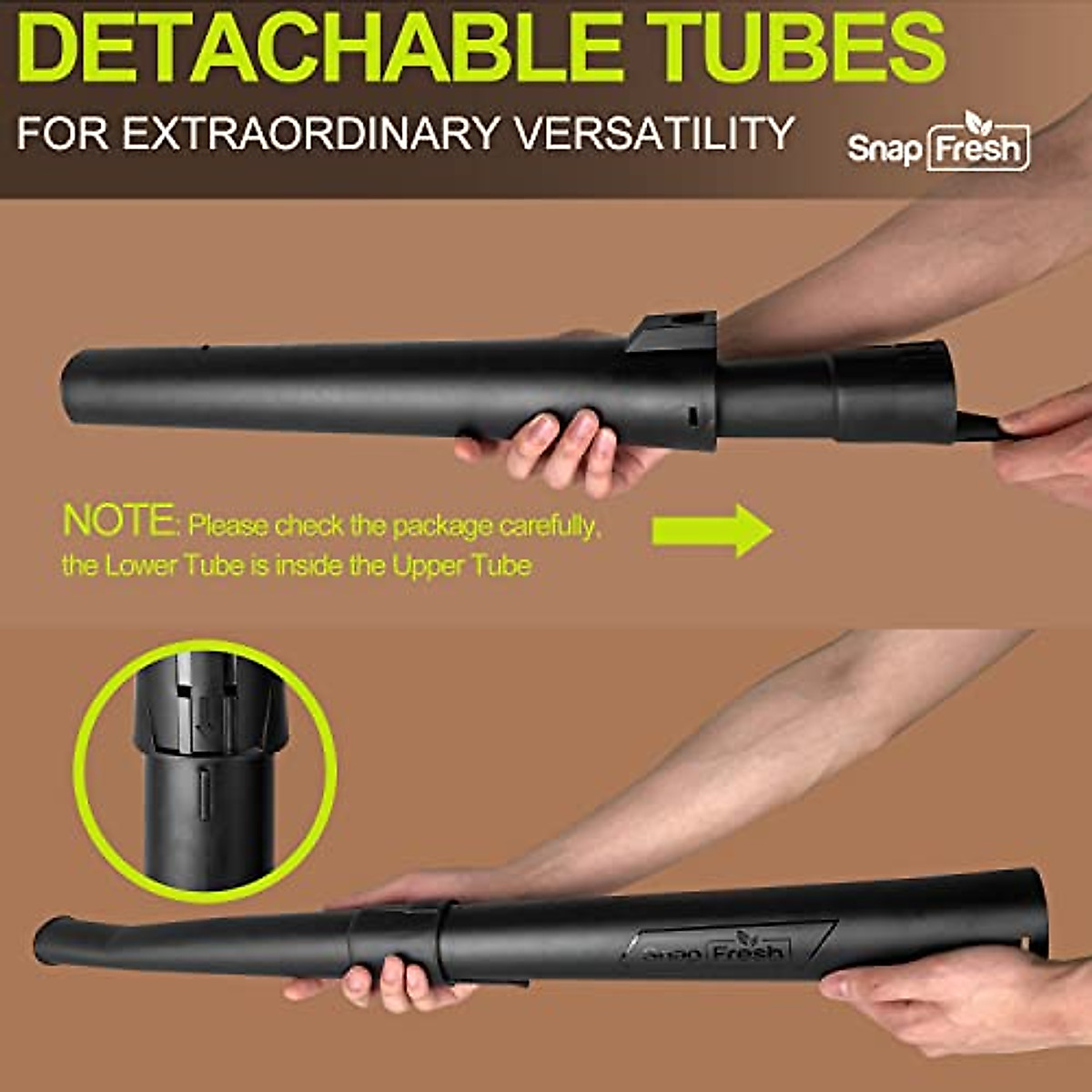 Cordless Leaf Blower - SnapFresh 150 MPH Leaf Blower with Battery & Charger, 2 Section Tubes, Free Control Speed,Lightweight, Electric Leaf Blower for Blowing Leaves, Lawn Care, Dust & Other Debris