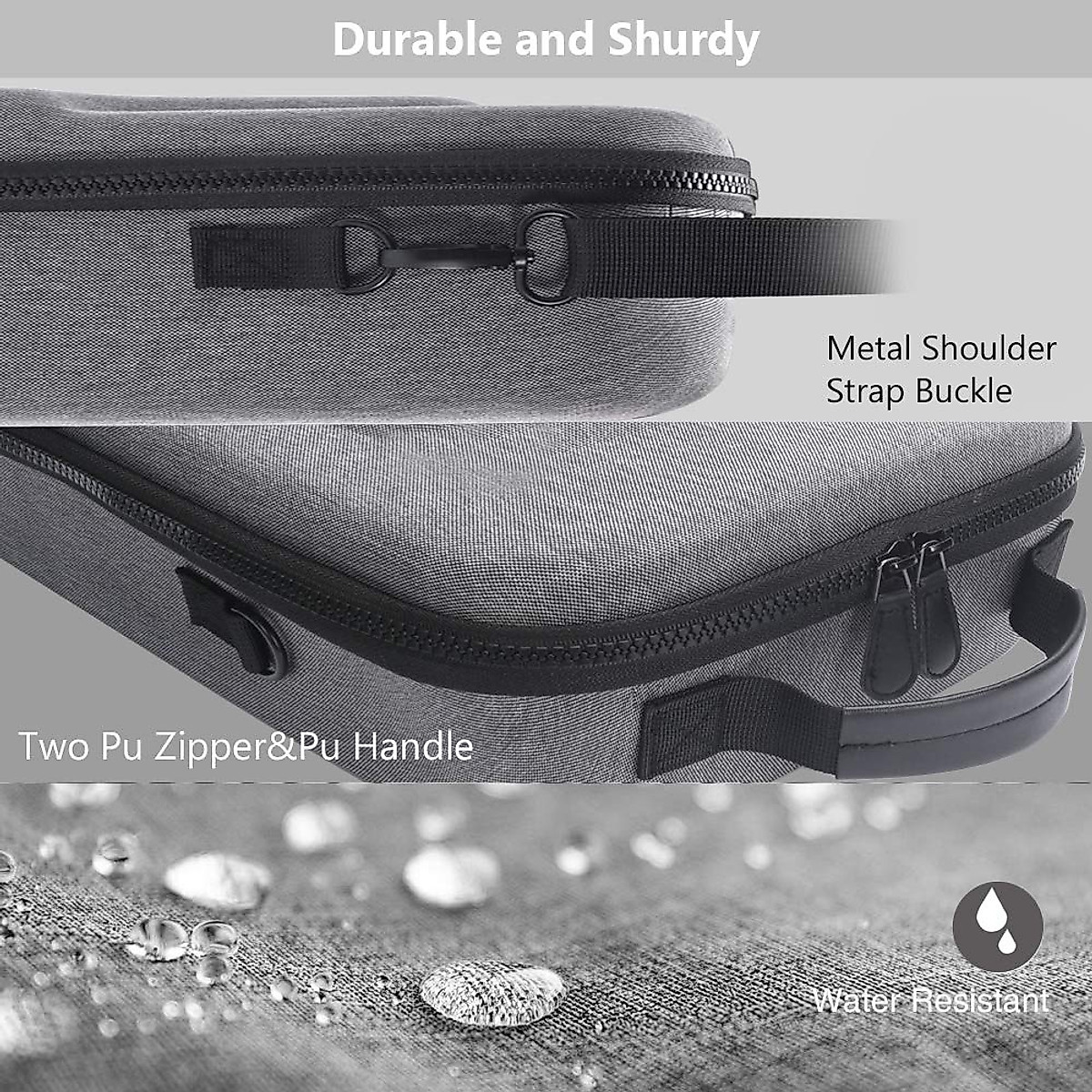 Esimen Fashion Travel Case for Oculus Quest 2 VR Gaming Headset Elite Strap and Controllers Accessories Carrying Bag (Gray)