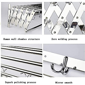 YEIRNTP Wall Mounted Clothes Drying Rack, Easy to Install Indoor Outdoor Stainless Steel Accordion Retractable Bathroom Clothes Airer Clothes Drying Racks (Size : 80cm)