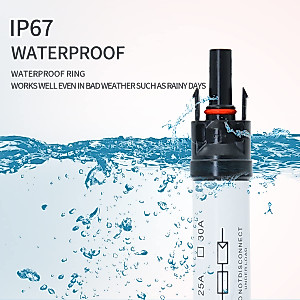ELFCULB 20A Solar Fuse Connector 1000V IP68 Waterproof, for Solar System and Inverter in Photovoltaic System, Contains 4 fuses + 2 Solar Fuse Holders